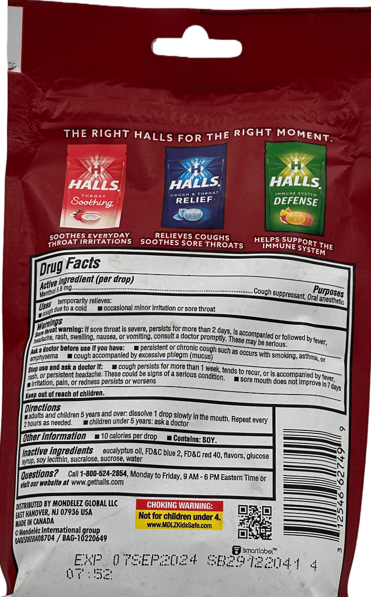 Halls Cherry Cough Drops: 30-Pack for Quick Throat Relief