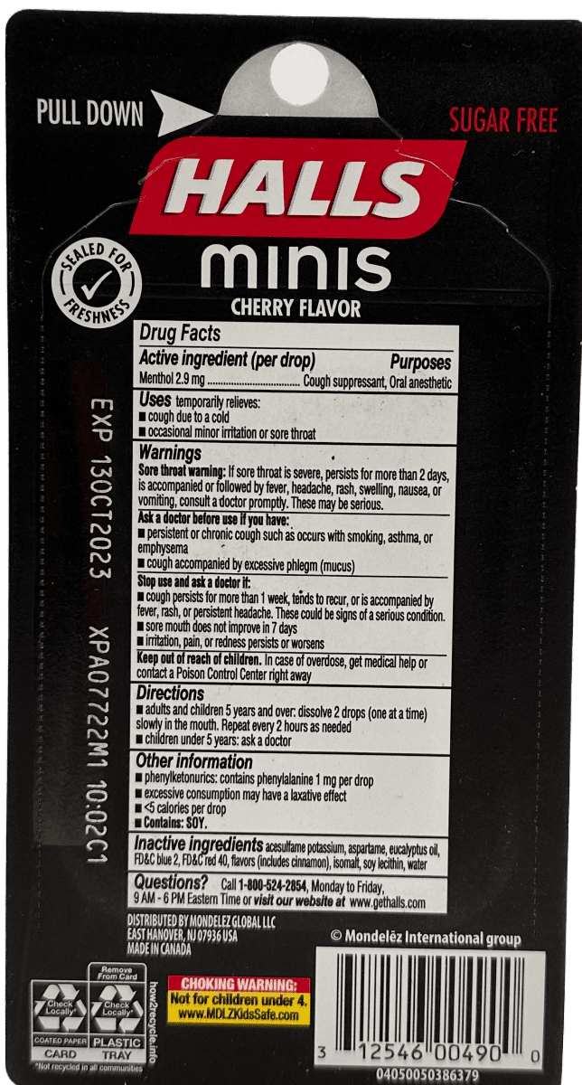 Halls Minis Sugar Free Cherry: 24 Drops of Soothing Relief