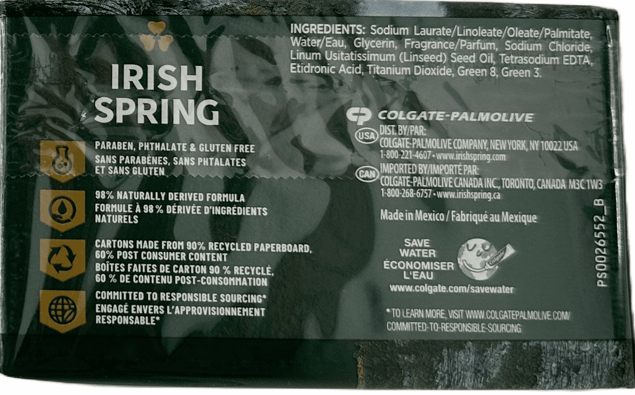 Irish Spring Original Clean Bar Soap - 3 Pack | 98% Natural