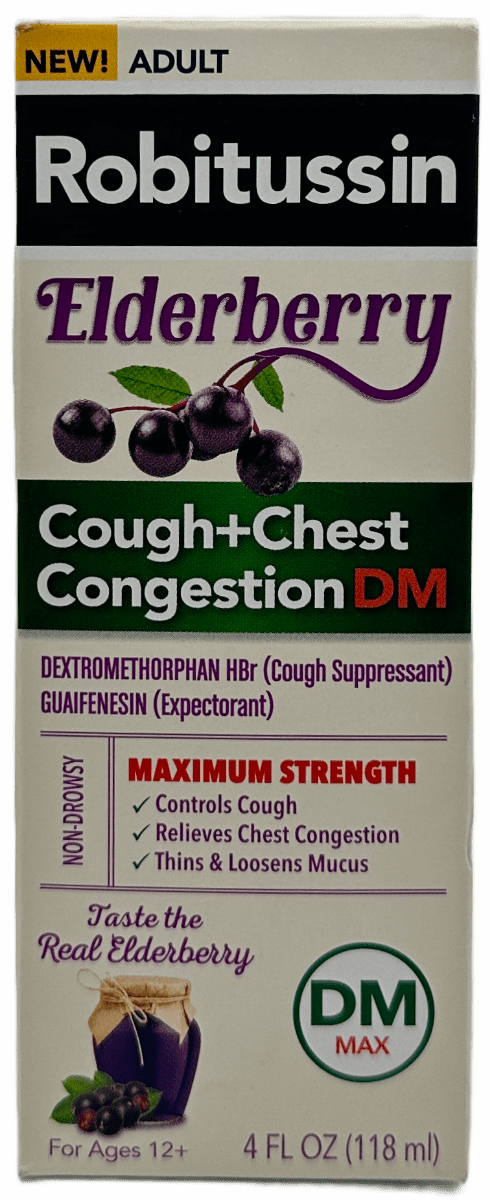 Robitussin Elderberry Syrup - Cough + Chest Congestion DM - Non Drowsy ...