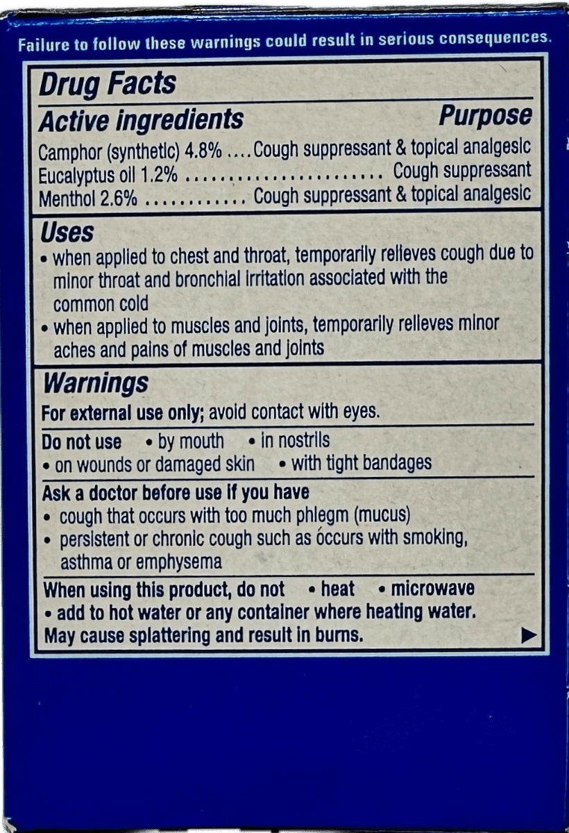 Vicks VapoRub 3.53 oz: 3-in-1 Cold, Cough & Pain Relief